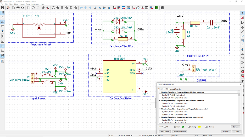 Warnings about connections in ERC - Circuit - PCB CUPID